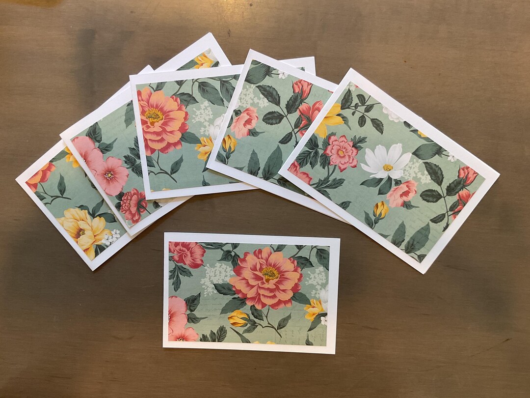 6 Blank Handmade Cottage Core Floral Blank Note Card With Envelopes - Etsy