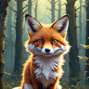 Smiling Fox at the Edge of a Wood - High Quality Canvas Print or Poster ...