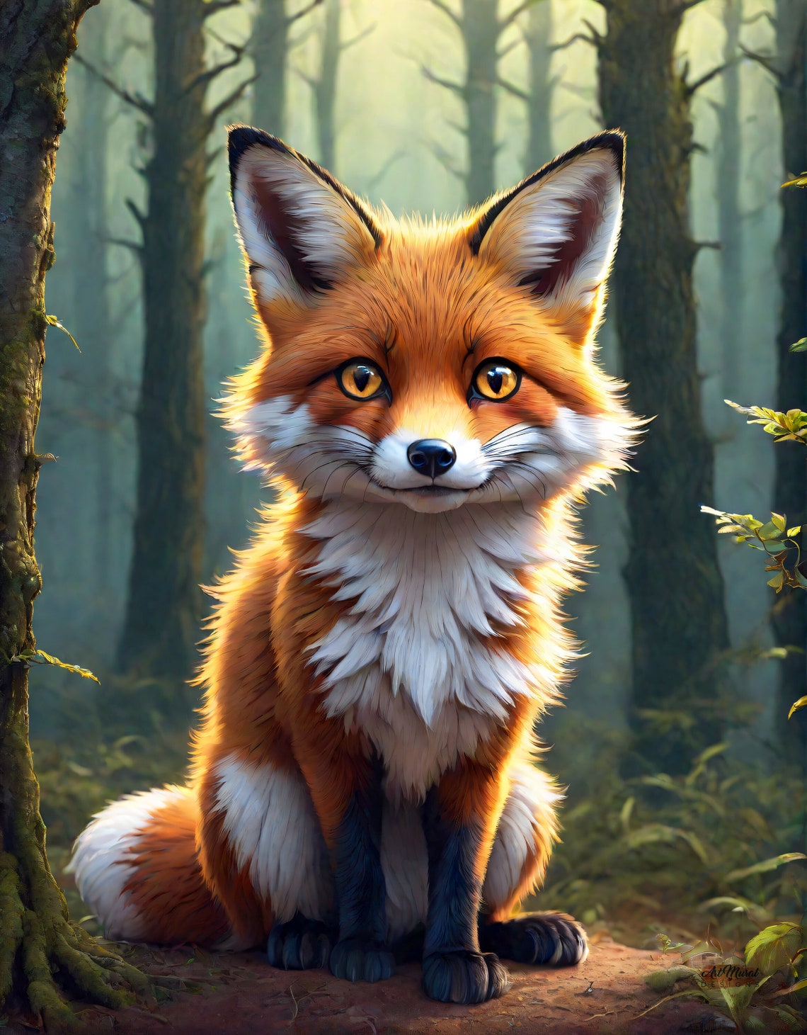 Smiling Fox at the Edge of a Wood - High Quality Canvas Print or Poster ...
