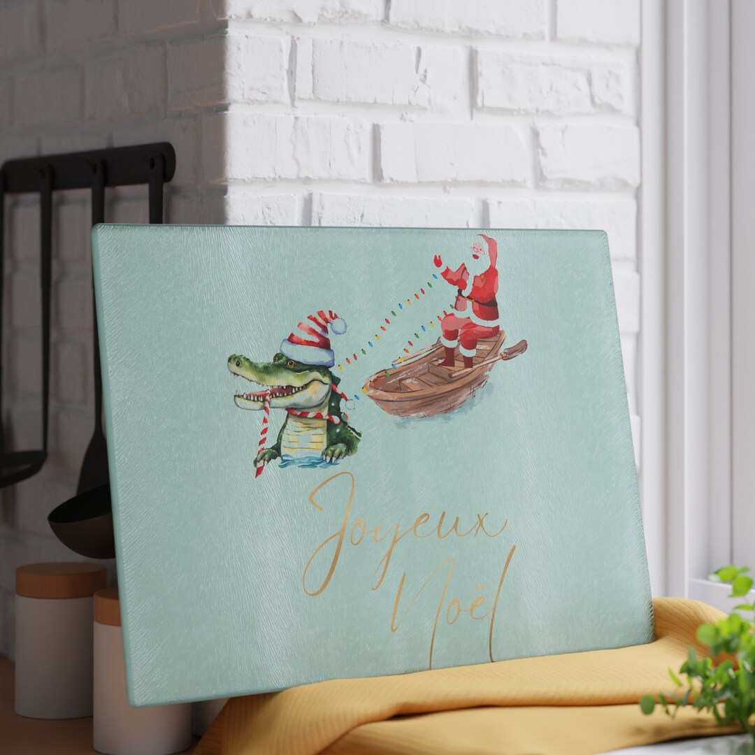 Joyeux Noel Cajun Christmas Glass Cutting Board - Etsy