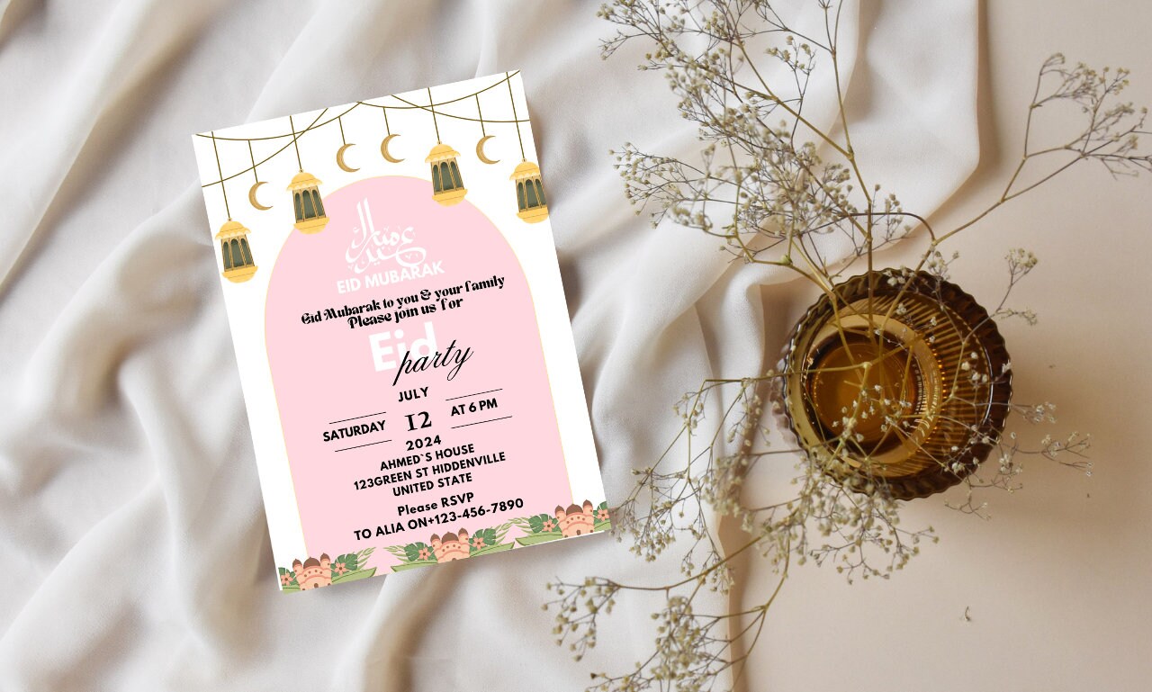 Editable Elegant Eid Party Invitation Card,printable Eid Party Template ...