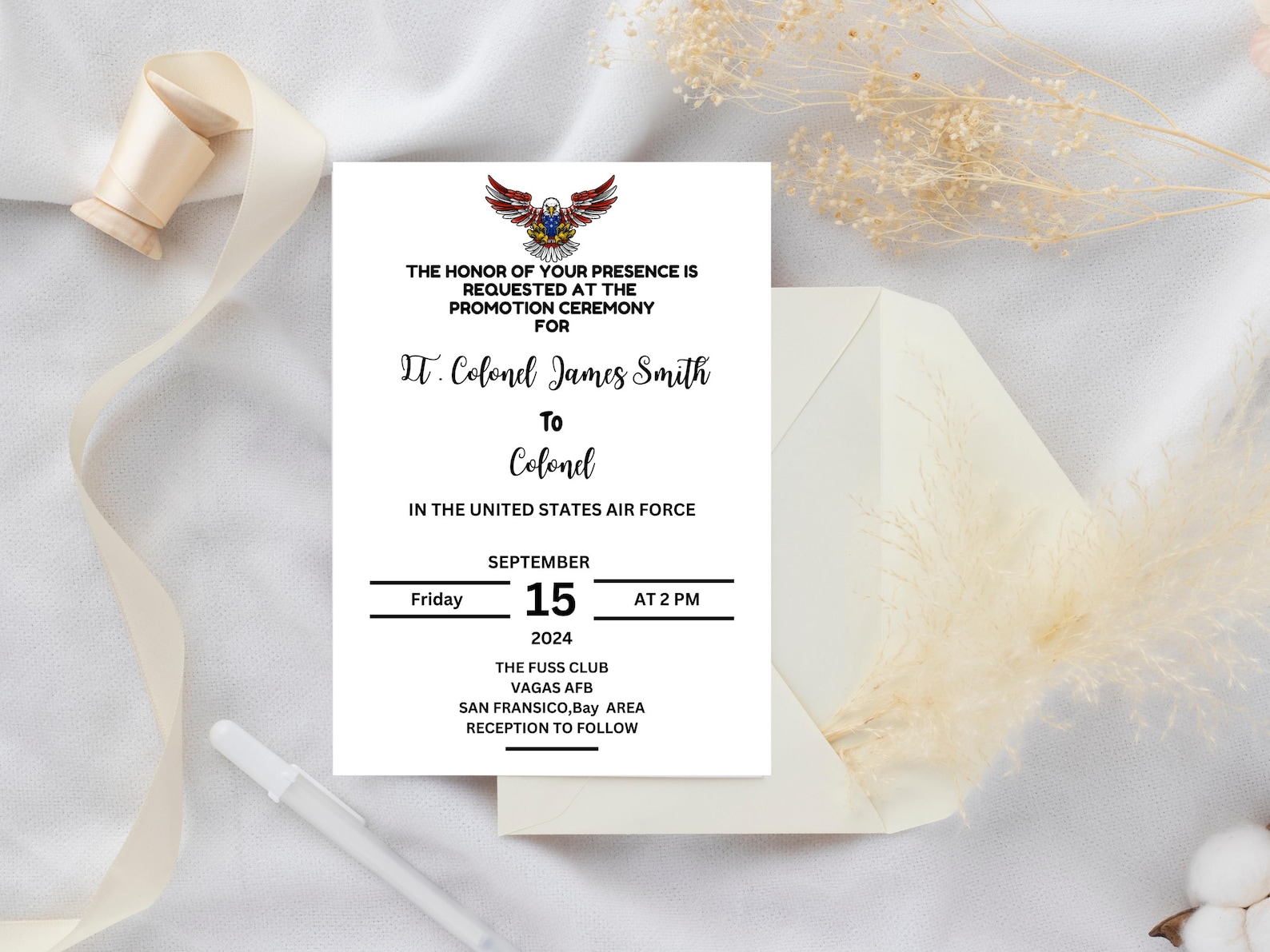 Military Promotion Ceremony Invitation | Editable Air Force Evite ...