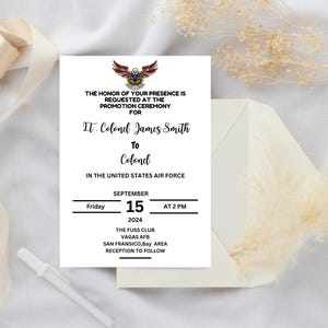 Military Promotion Ceremony Invitation | Editable Air Force Evite ...