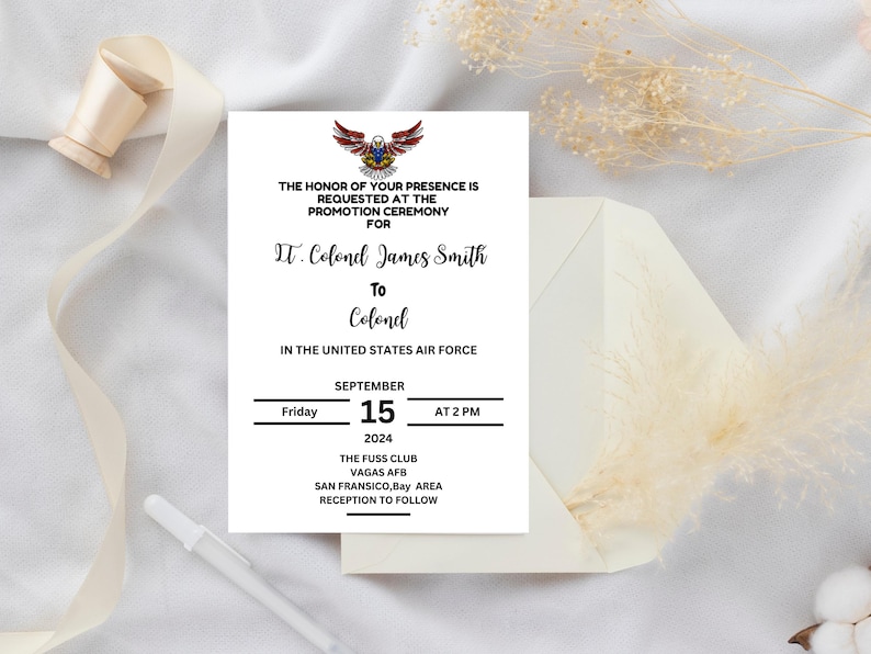 Editable Air Force Promotion Invitation, Military Promotion Ceremony ...