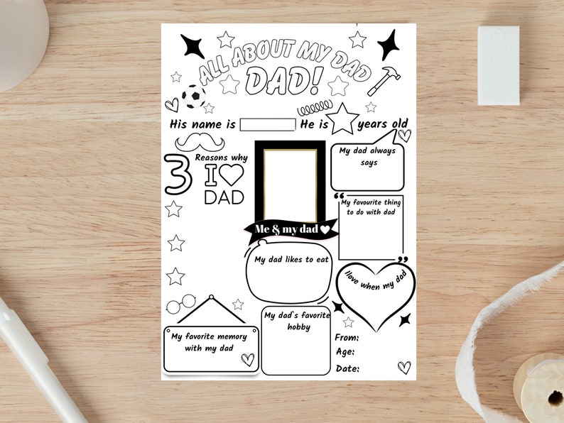 All About My Dad Worksheet, All About My Dad Fill in the Blank, Fathers ...
