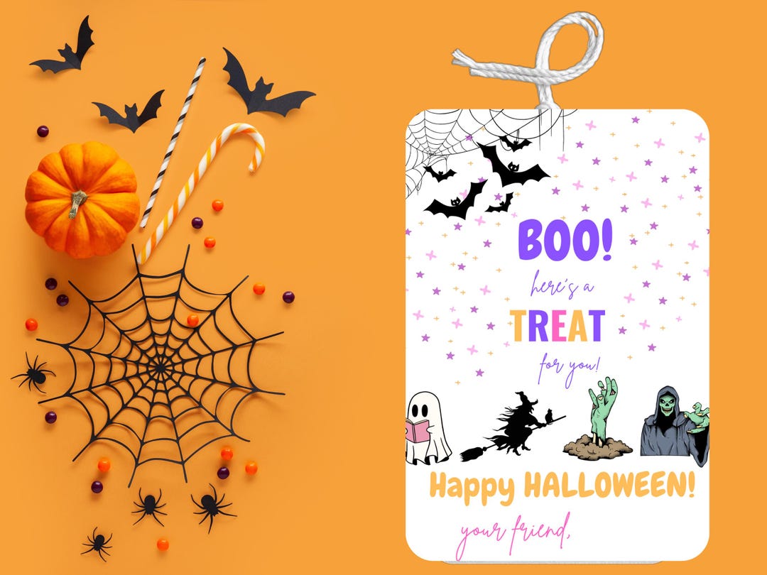 Spooky Halloween Favor Tags: Printable Treat Bag Labels (digital ...