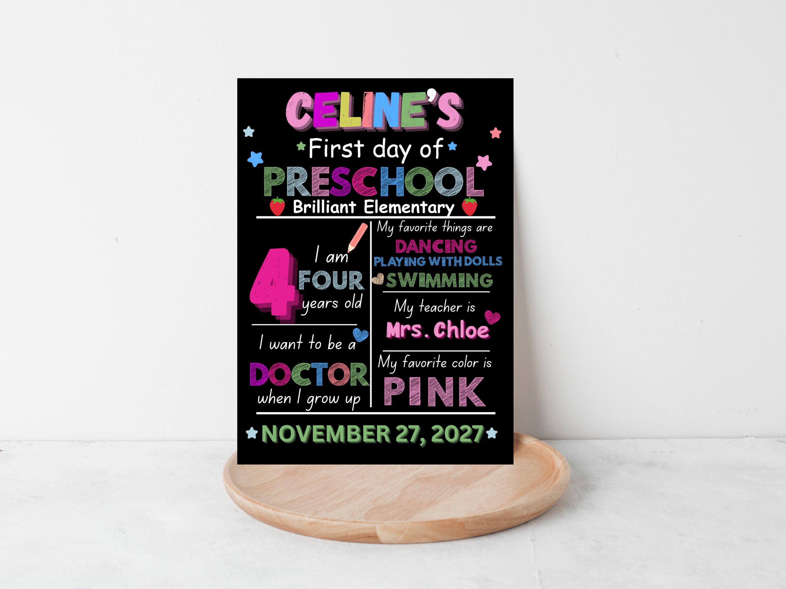 First Day of Preschool Sign Template, Editable Back to School Photo ...