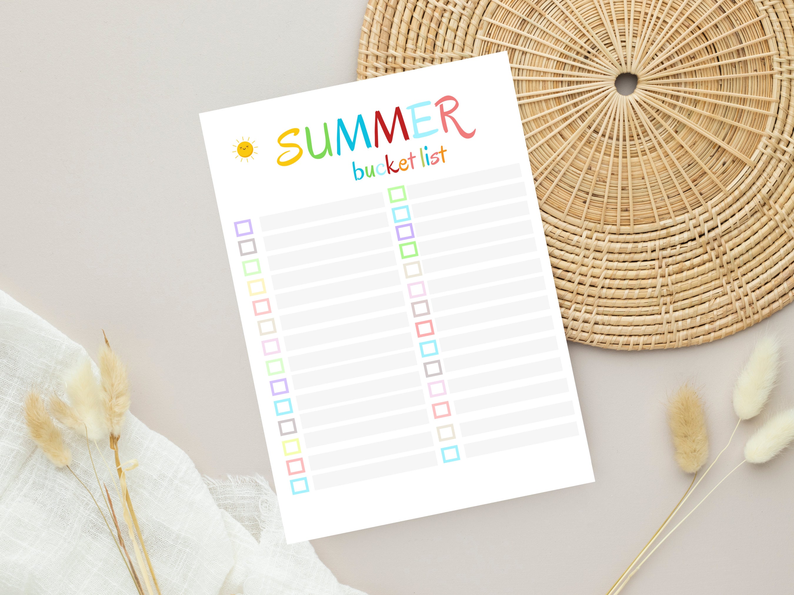 Blank Summer Bucket List Printable: Family Fun Checklist (PDF) - Etsy