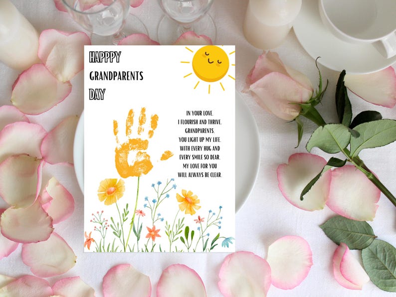 Happy Grandparents Day Handprint Art 2024, Grandparents Printable Card ...