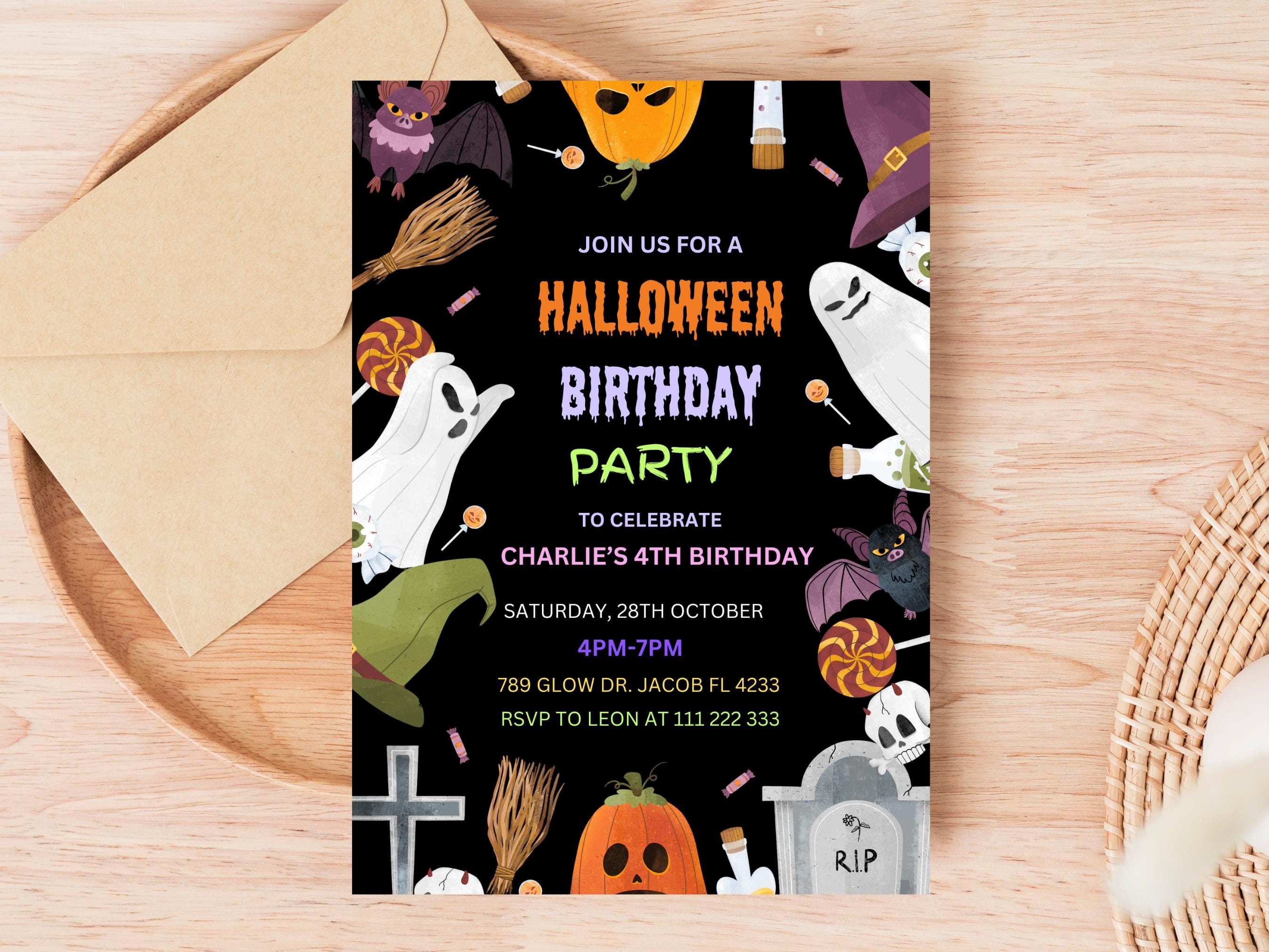 Editable Halloween Party Invitation Template | Editable Halloween ...