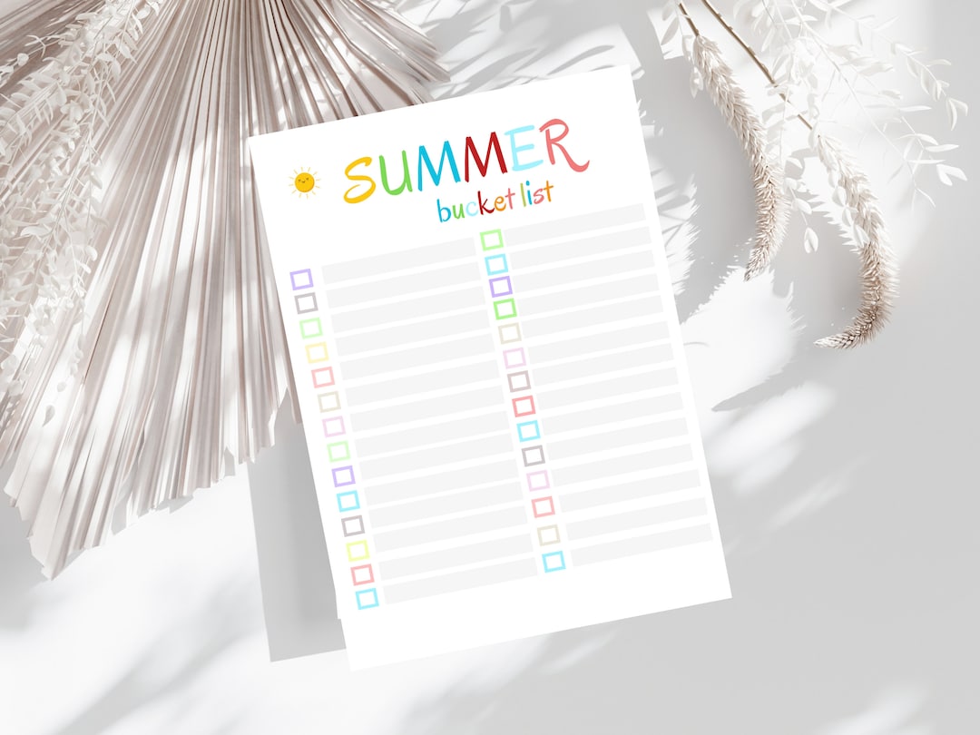 Blank Summer Bucket List Printable: Family Fun Checklist (PDF) - Etsy