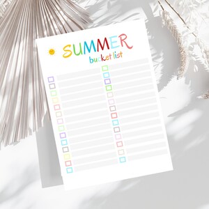 Blank Summer Bucket List Printable: Family Fun Checklist (PDF) - Etsy