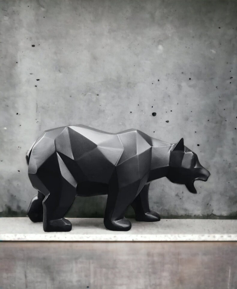 Abstract Geometric Bear Statue Minimalist Home Office Desk Decor Animal ...