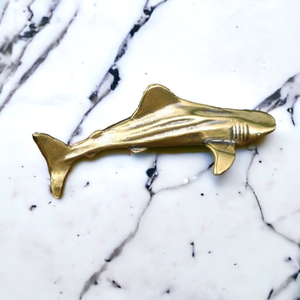 Brass Shark Lucky Statue Vintage Ornament Pocket Item Lifelike Antique ...