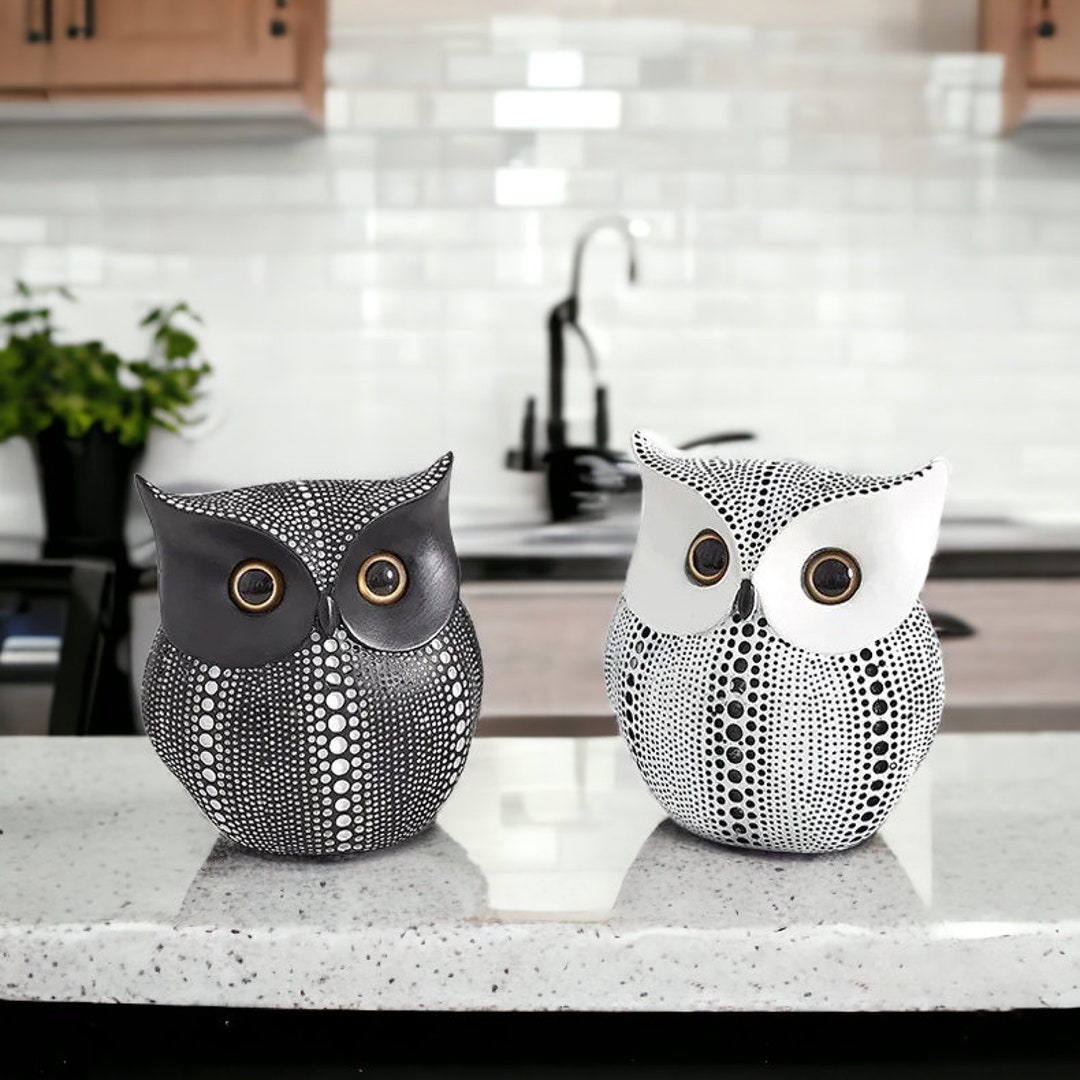 Wise Owl Statue Resin Animal Figurine Sculpture Home Office Desk Decor ...