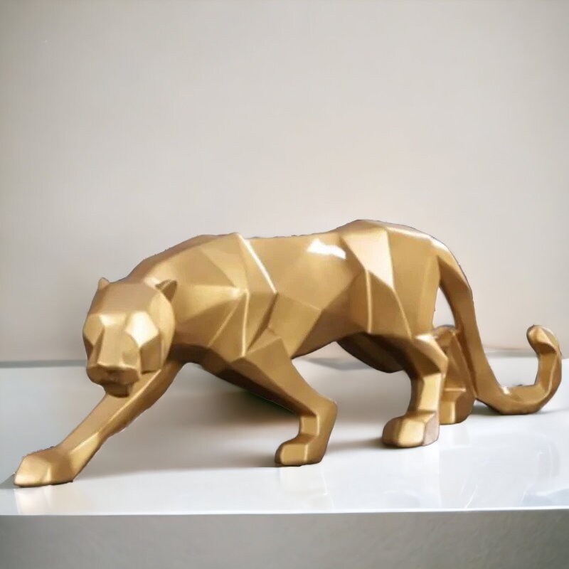 Unique Abstract Geometric Leopard Statue Modern Art Ornament Home Table ...
