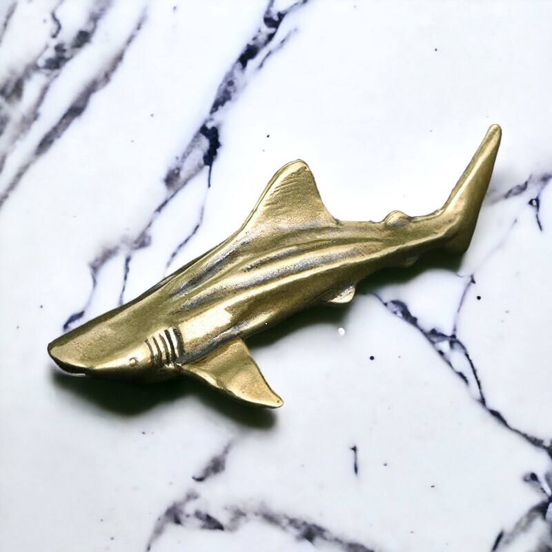 Brass Shark Lucky Statue Vintage Ornament Pocket Item Lifelike Antique ...