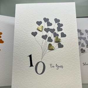 Real Tin Anniversary Card. Handmade Ten Year Anniversary Card. Wedding ...