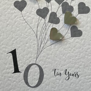 Real Tin Anniversary Card. Handmade Ten Year Anniversary Card. Wedding ...