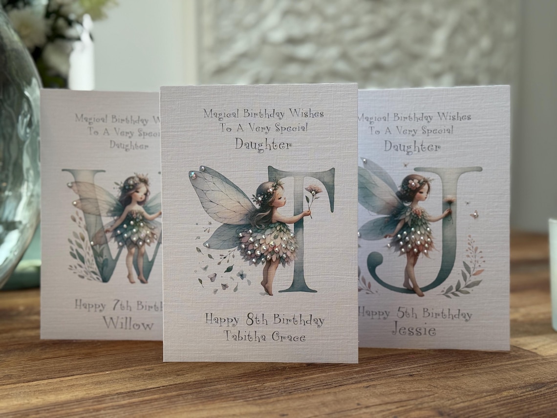 Personalised 5th, Birthday Name Card, Pretty Card, Daughter Birthday ...
