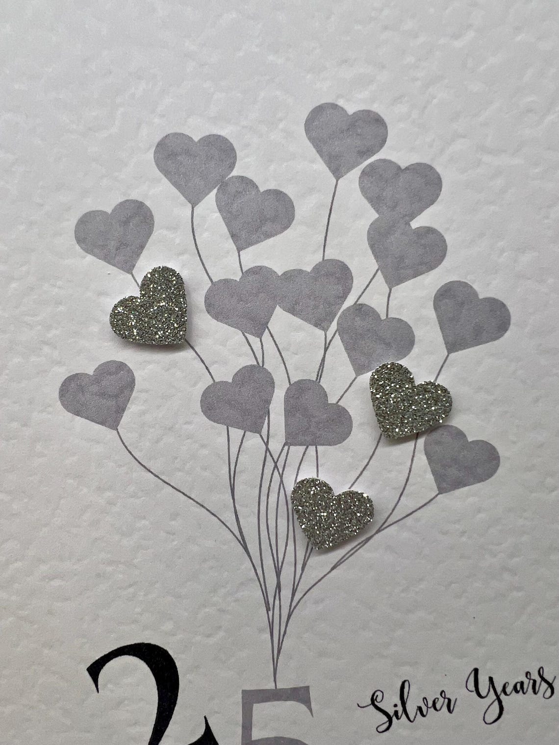 Silver Anniversary Card. Handmade 25th Anniversary Card. Wife 25th ...