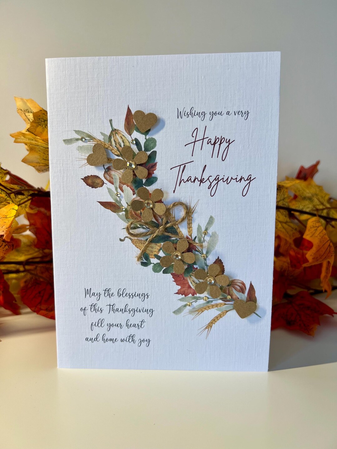 Friend Thanksgiving Card, 3d Thanksgiving Card With Flowers, Hearts ...