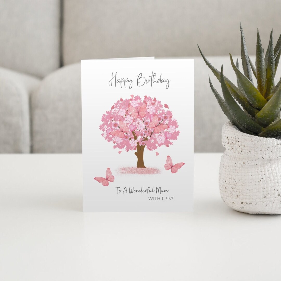 Mam Birthday Card, Cherry Tree Birthday Card, Cherry Blossom Card for A ...