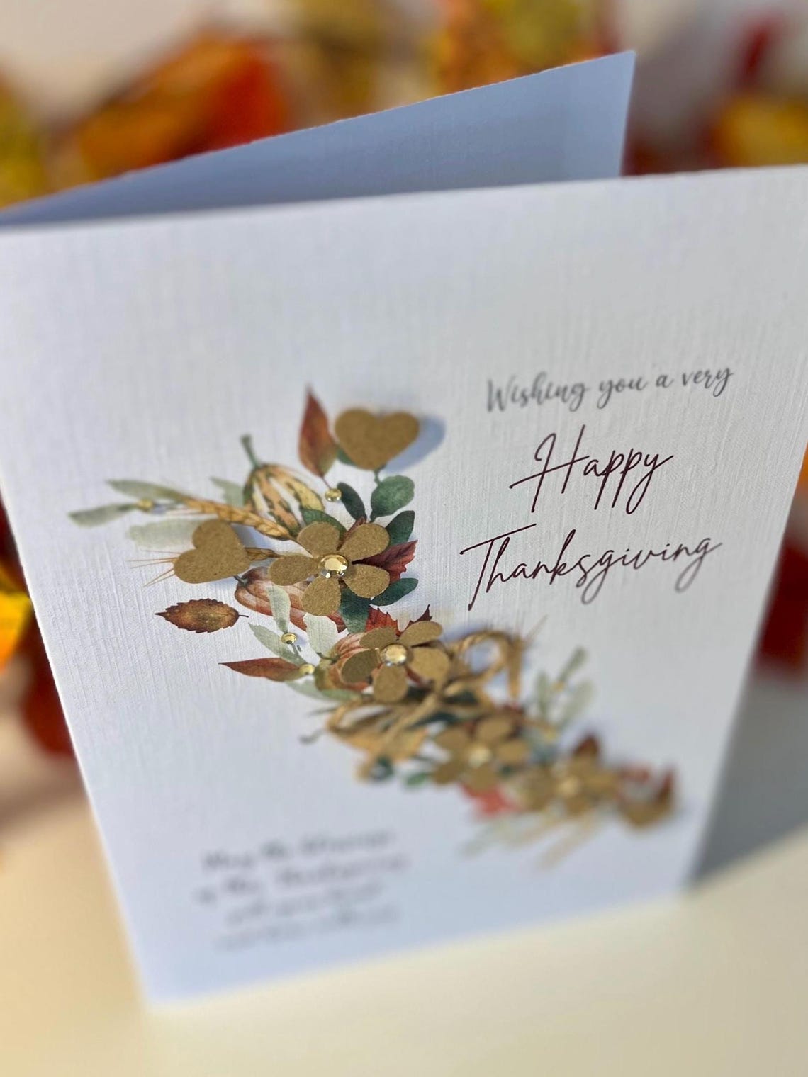 Friend Thanksgiving Card, 3d Thanksgiving Card With Flowers, Hearts ...