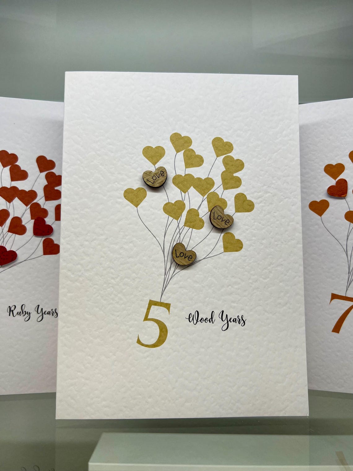 Wood Anniversary Card. Handmade 5th Wedding Anniversary Card, Decorated ...
