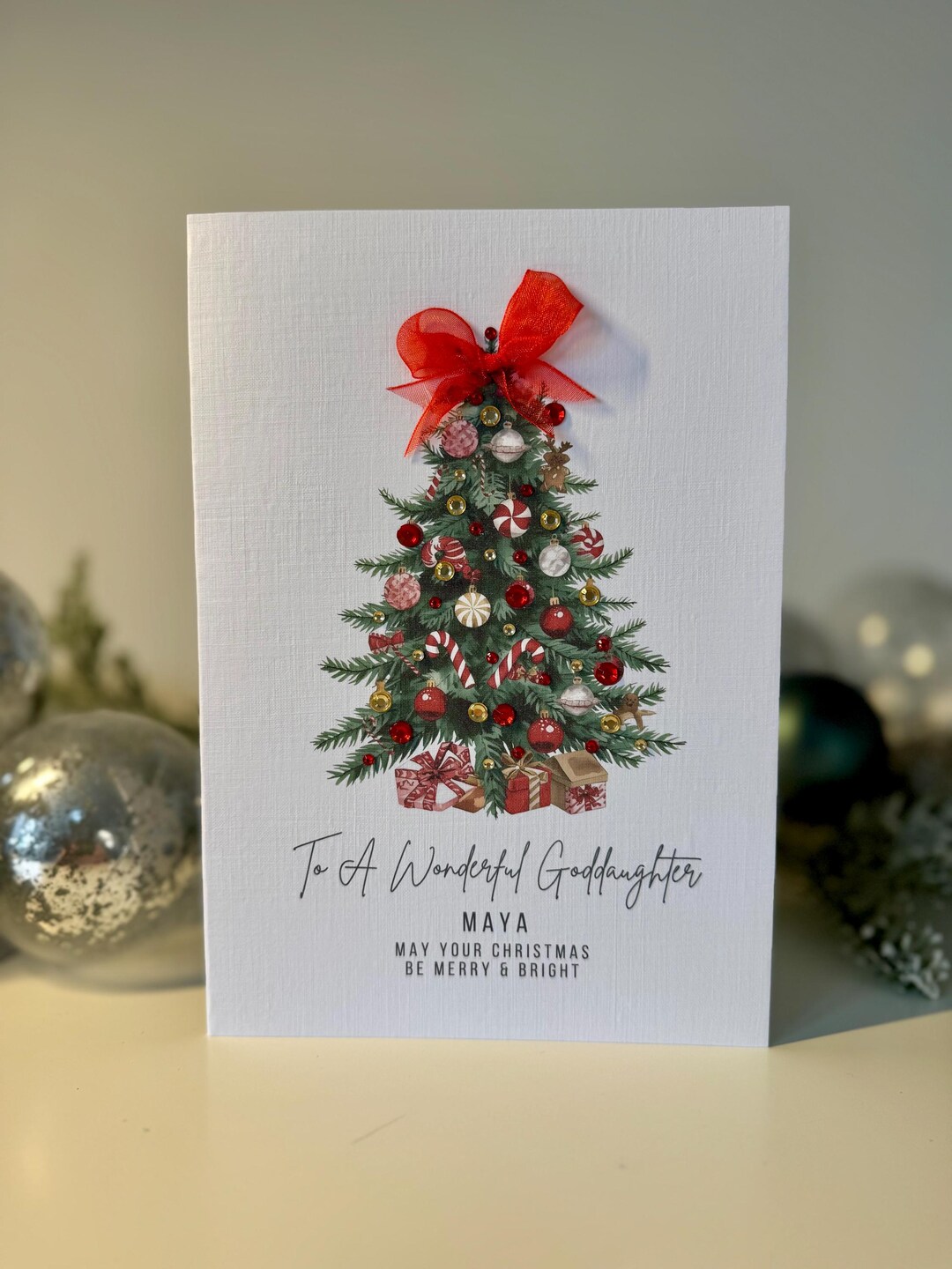 Personalised Goddaughter Christmas Card. Handmade Goddaughter Christmas ...