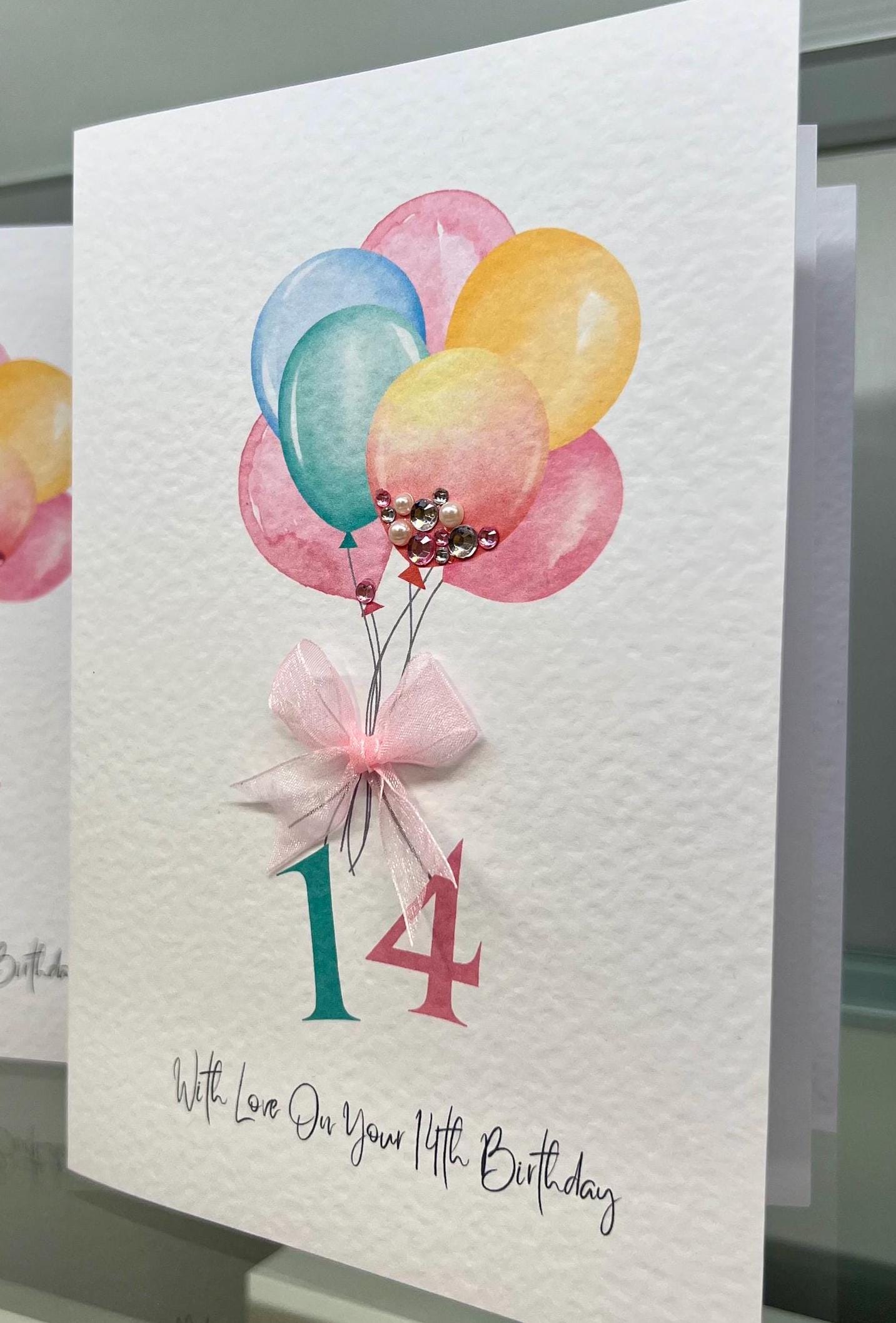 Handmade 14th Birthday Card. Hand Decorated With Gems, Finished With a ...