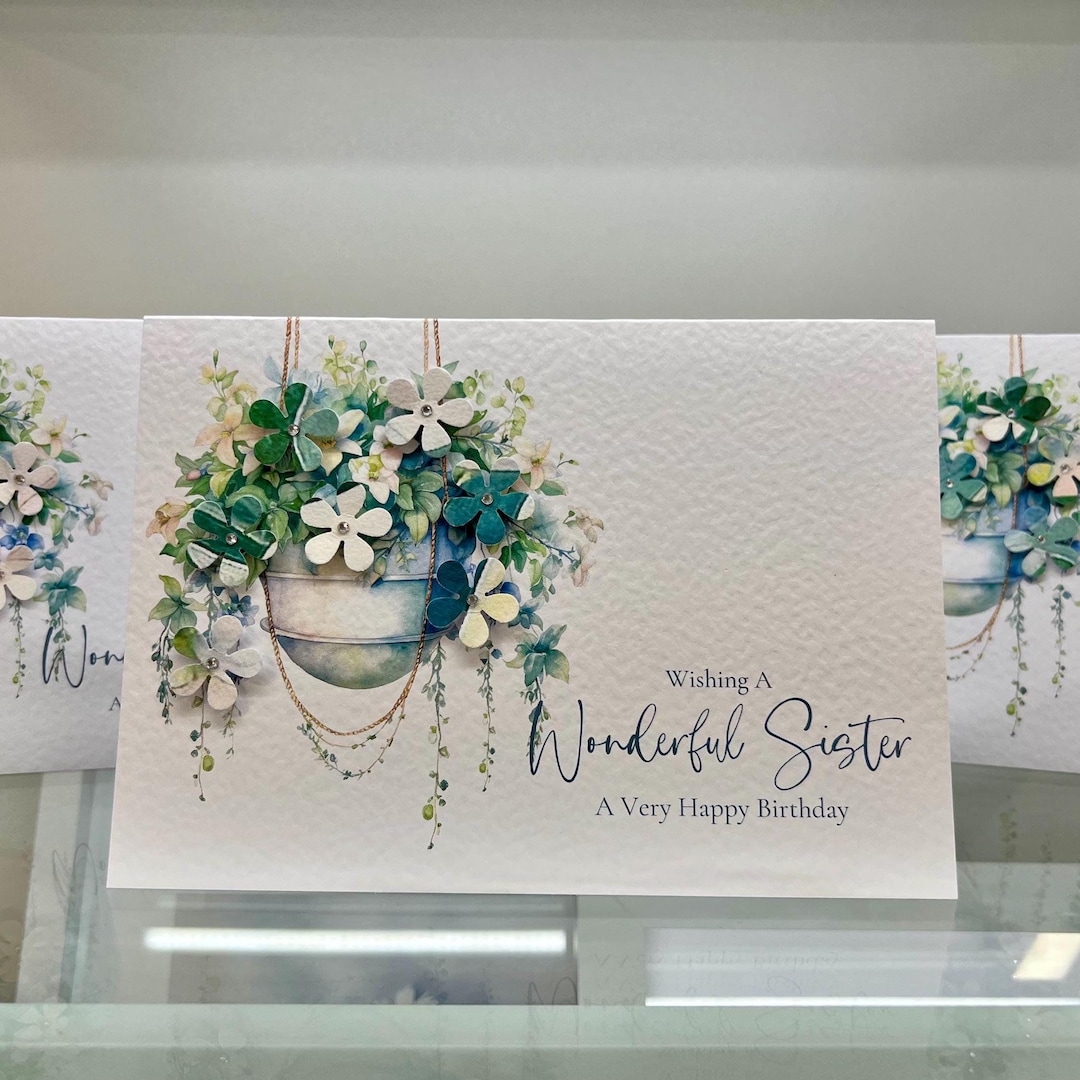 A Pretty Birthday Card for Your Sister, Handmade Sister Birthday Card ...