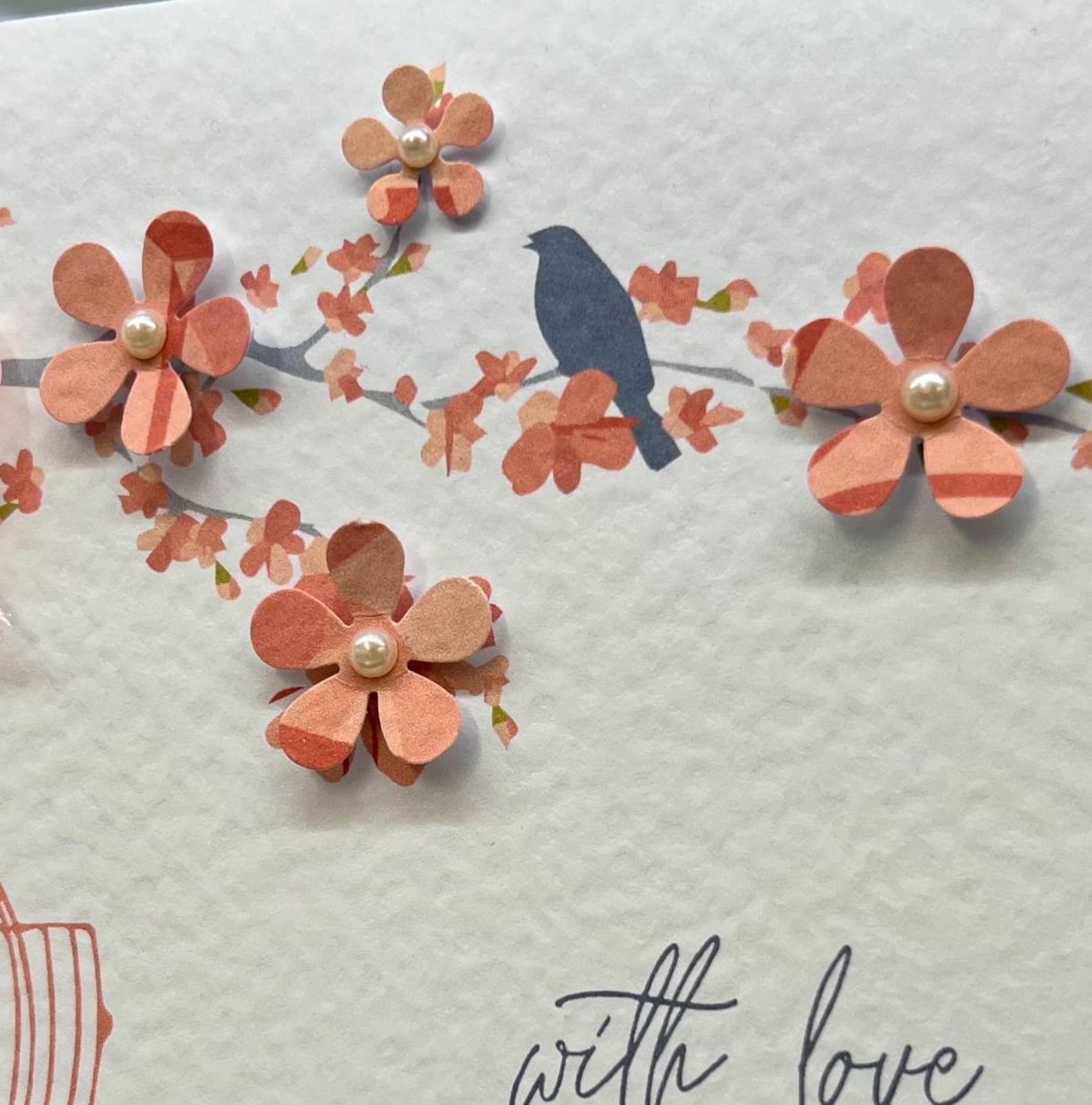 Mum Cherry Blossom Birthday Card, Handmade Birthday Card for Mum ...