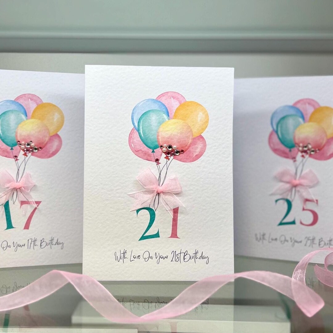 Handmade 21st Birthday Card. Any Age Birthday Card. Colourful Birthday ...