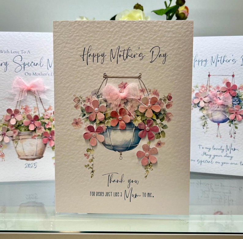 Step Mum Mother's Day Card, Handmade Card for Step Mum. Mother's Day ...