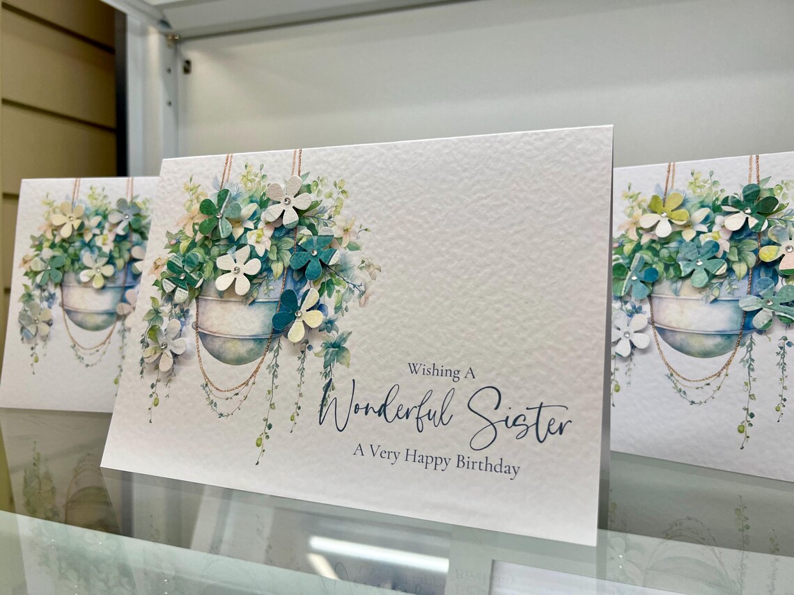 A Pretty Birthday Card for Your Sister, Handmade Sister Birthday Card, Handmade Birthday Card ...