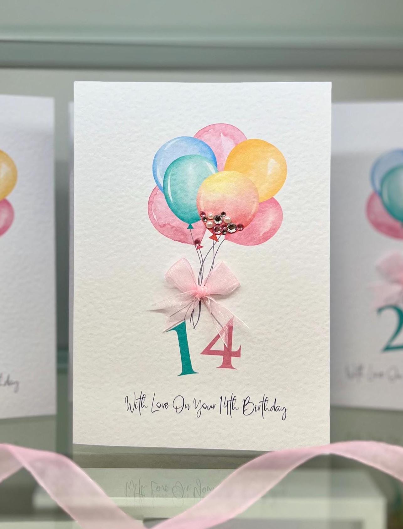Handmade 14th Birthday Card. Hand Decorated With Gems, Finished With a ...