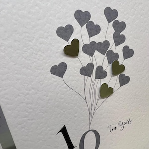 Real Tin Anniversary Card. Handmade Ten Year Anniversary Card. Wedding ...