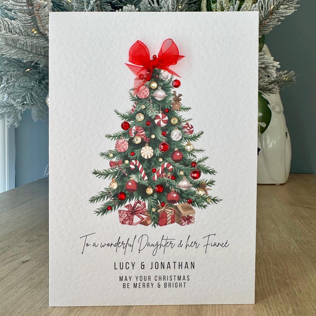 Daughter & Fiancé Christmas Card. Handmade Christmas Card. Personalised ...