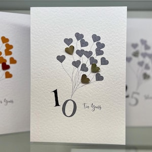 Real Tin Anniversary Card. Handmade Ten Year Anniversary Card. Wedding ...