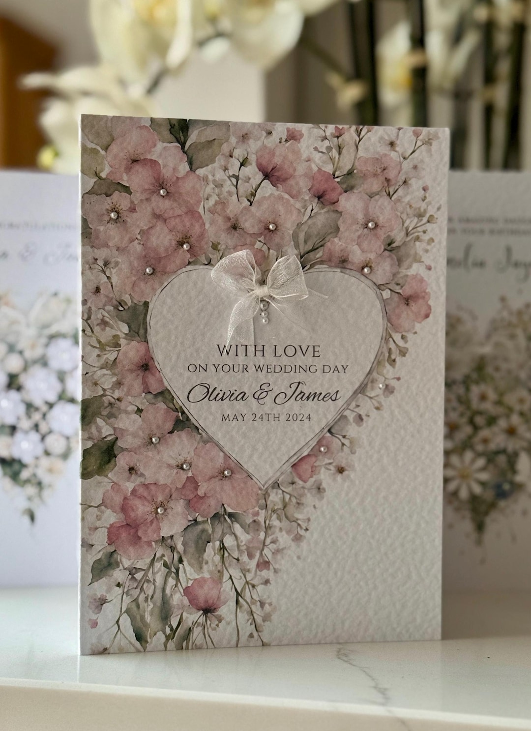 Personalised Handmade Wedding Card, Luxury Wedding Card, Spring Wedding ...
