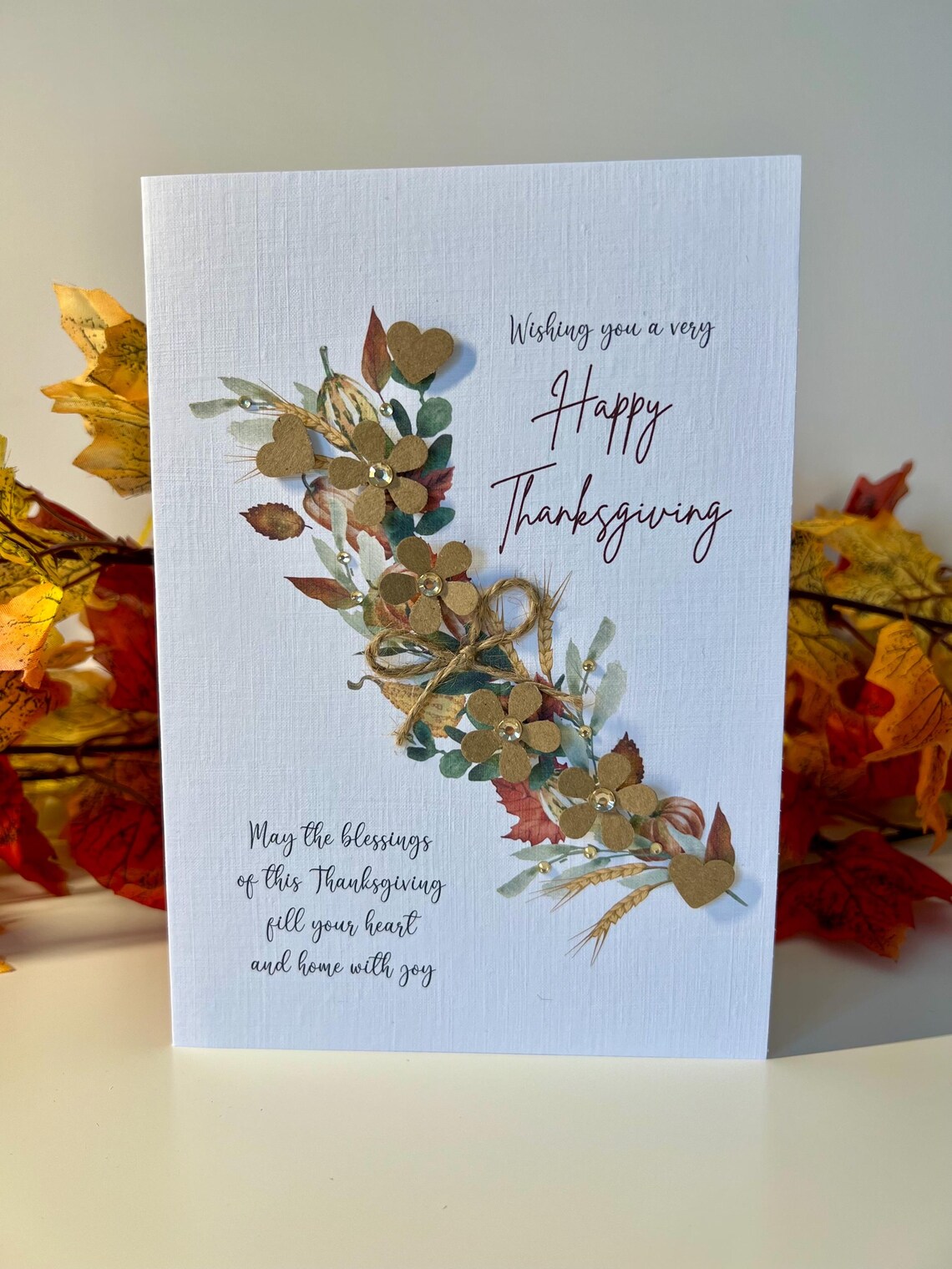 Friend Thanksgiving Card, 3d Thanksgiving Card With Flowers, Hearts ...