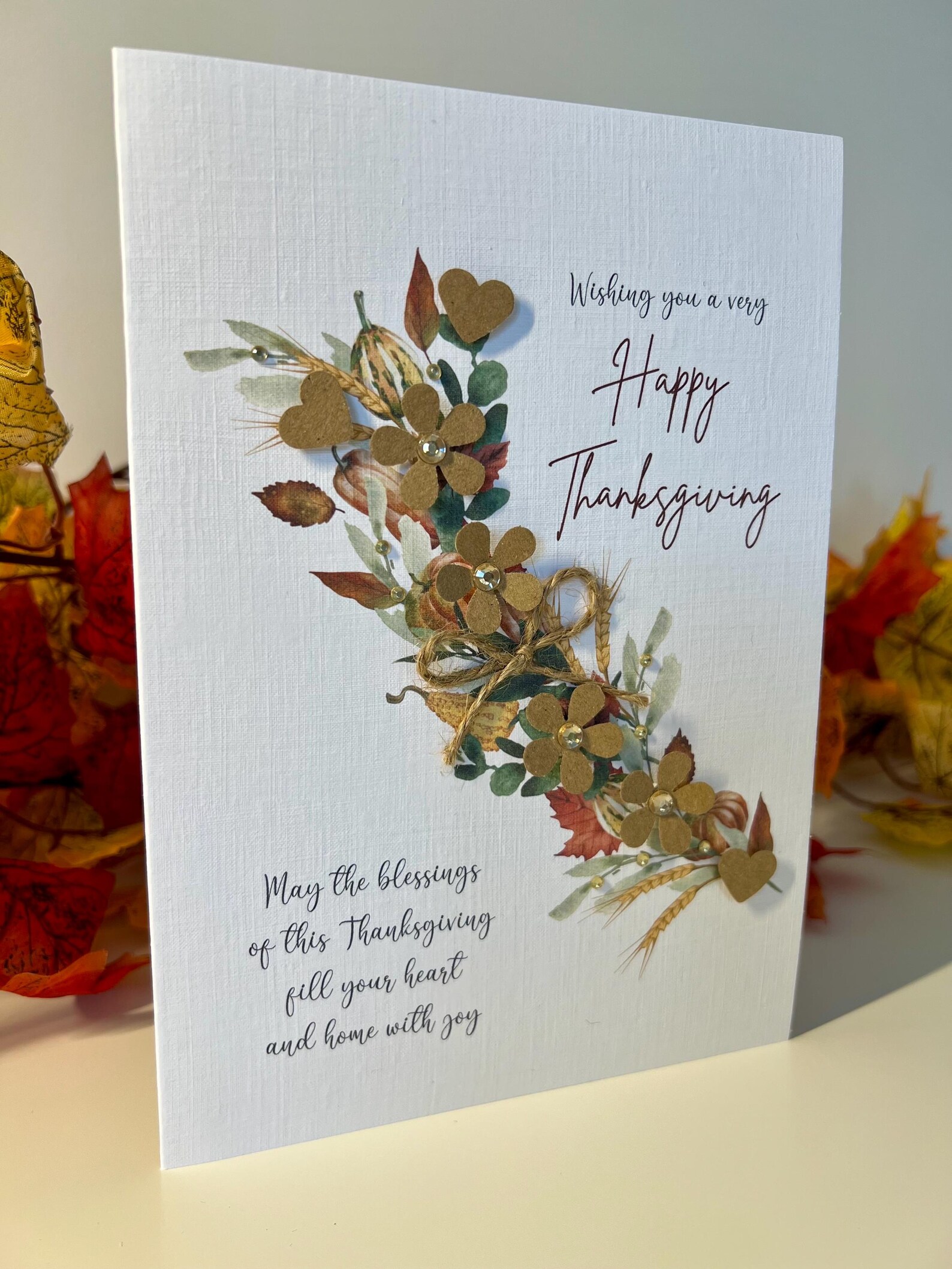 Friend Thanksgiving Card, 3d Thanksgiving Card With Flowers, Hearts ...