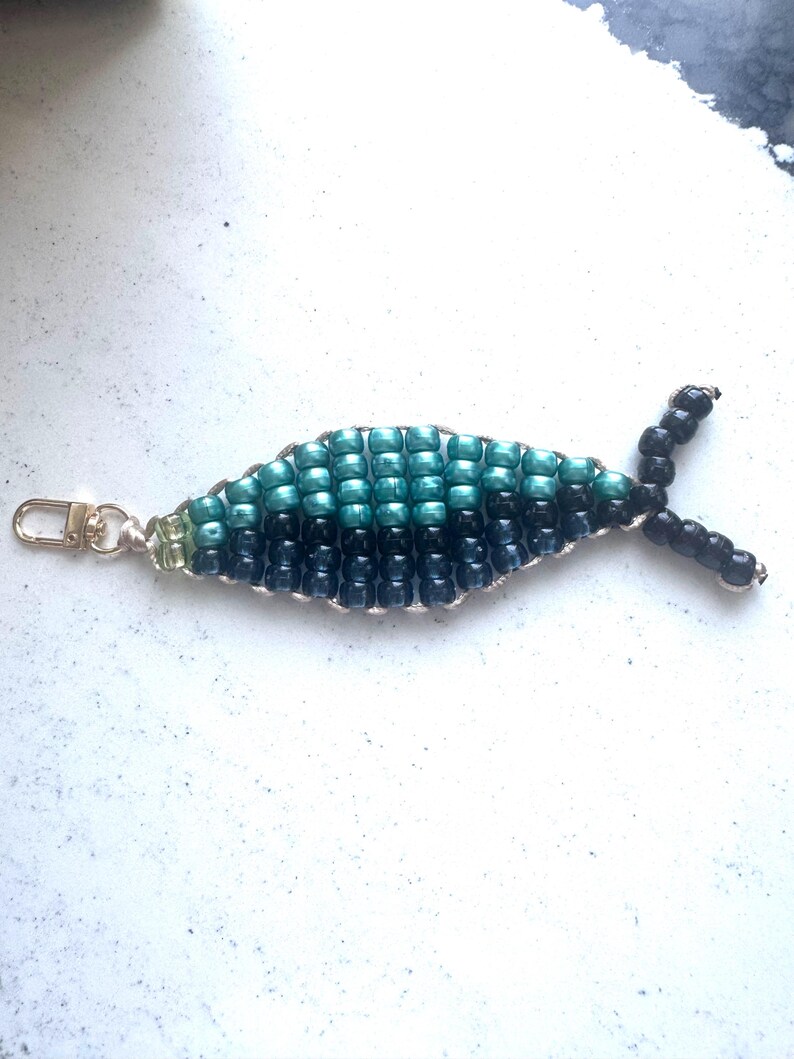 Pony Bead Fish Keychain: Handmade Colorful Bag Charm - Etsy