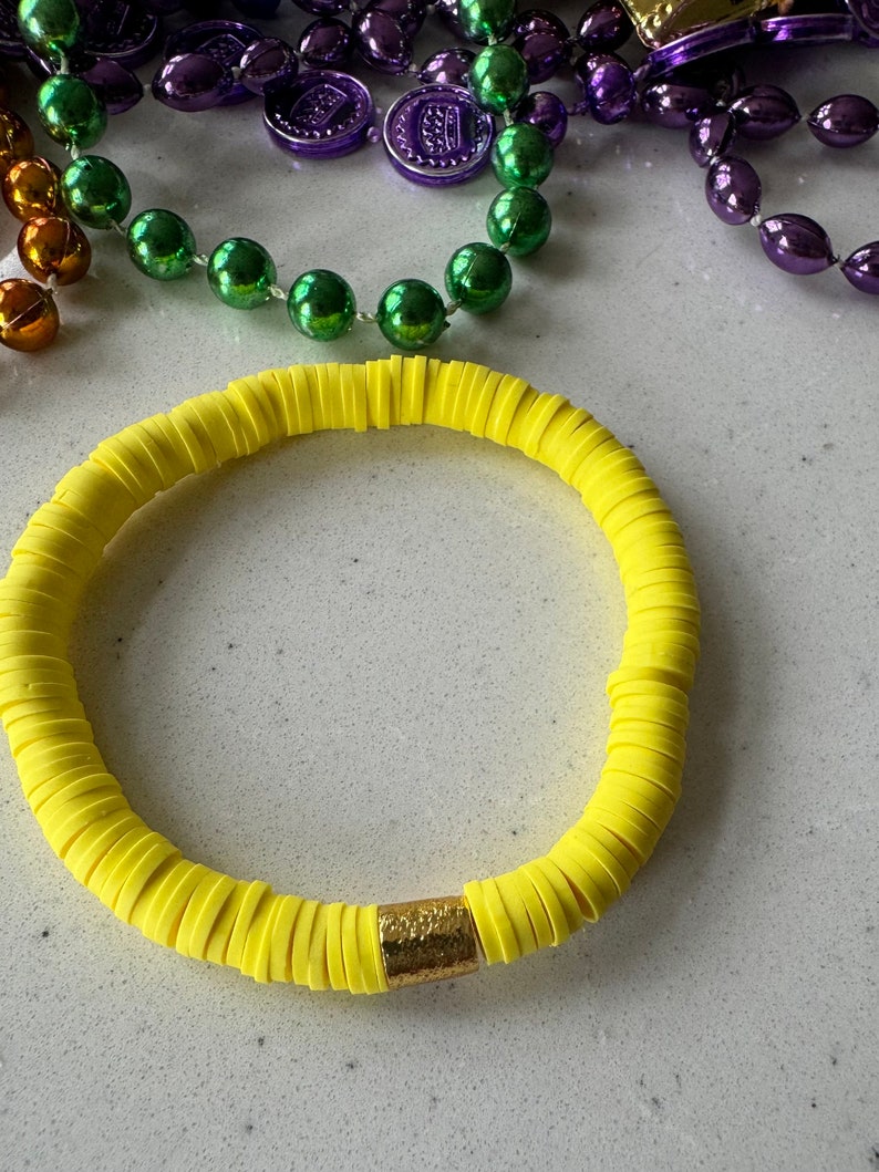 Mardi Gras Heishi Bracelet, Heishi Disc Beaded Bracelet, Carnival ...