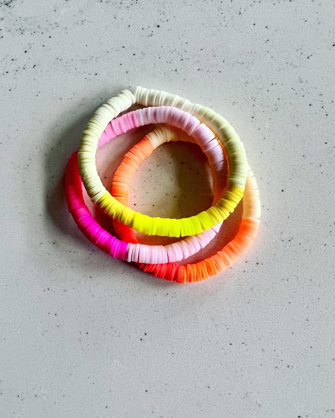 Sunset Over Miami Clay Heishi Bead Stack Bracelets, Stack Set for Men ...