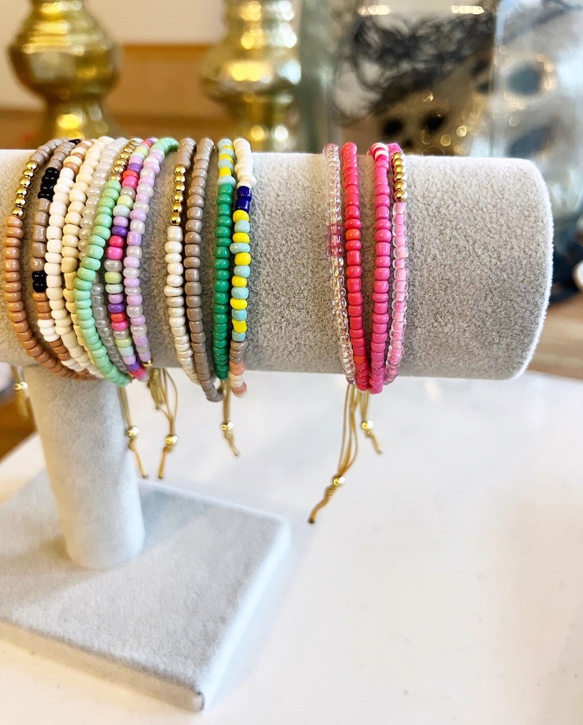 Boho Seed Bead Bracelet Stack: Gold-filled Adjustable Friendship ...