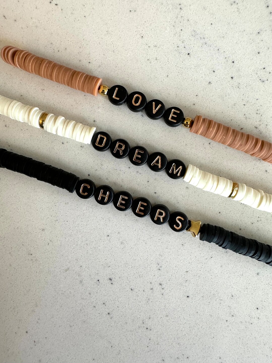 Friendship Bracelet Stack Love Word Bracelets Stretch Cord Bracelet ...