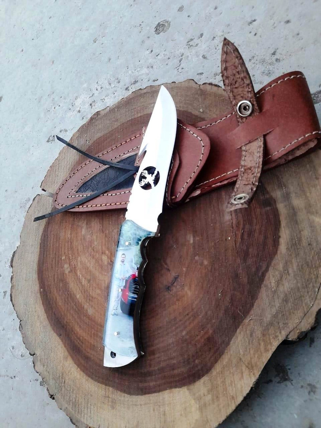 Handmade J2 Steel Cross Cut Hunting Knife With Customized Pic - Etsy