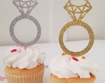 Diamond Ring Engagement Cupcake Toppers-engagement-ring Toppers-diamond ...